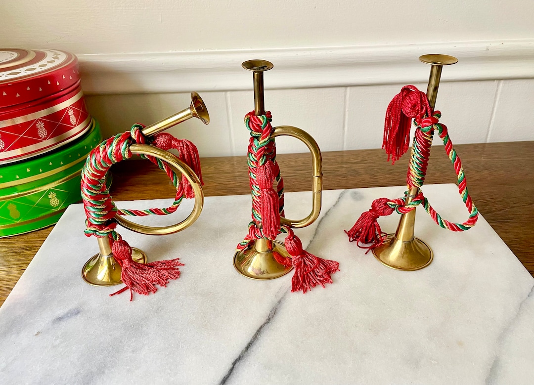 Vintage Decorative Solid Brass Horn Ornament Vintage Brass Christmas ...
