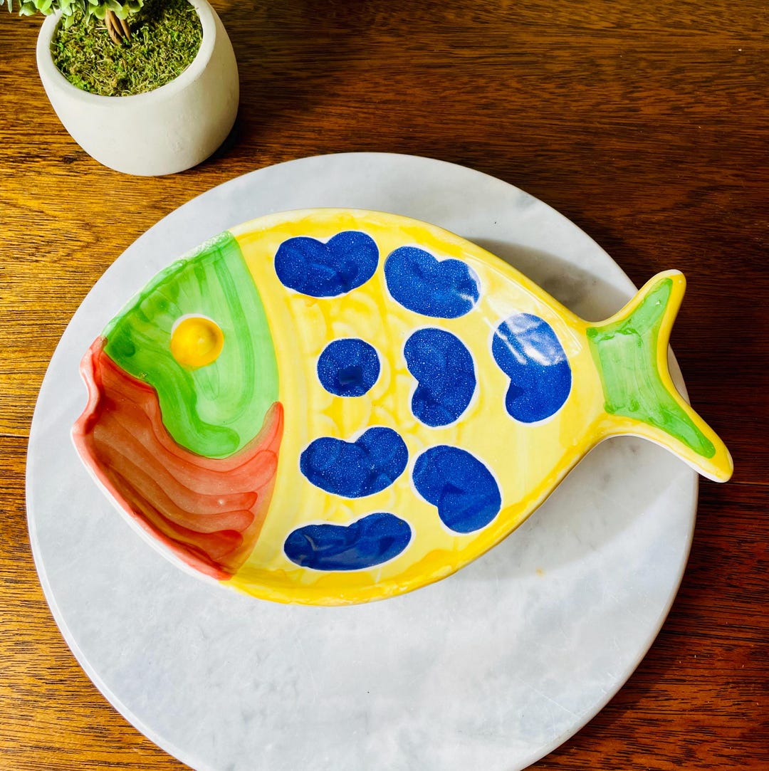 Vintage Ceramica Arte Bello Fish Dish: Colorful Mexican Pottery Coastal ...