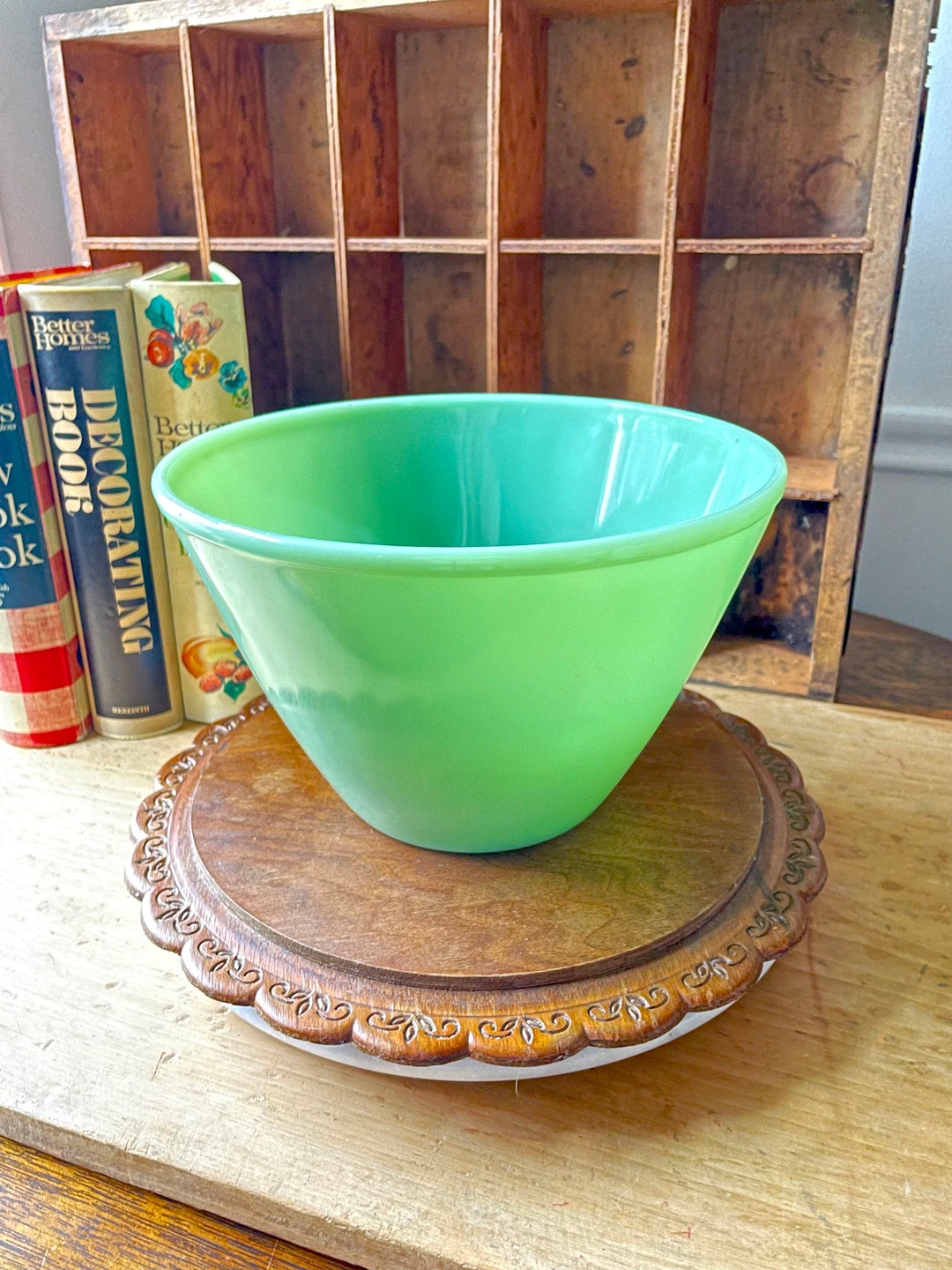 Large Vintage Fire King Jadeite Bowl Authentic Jadeite Splash Proof ...