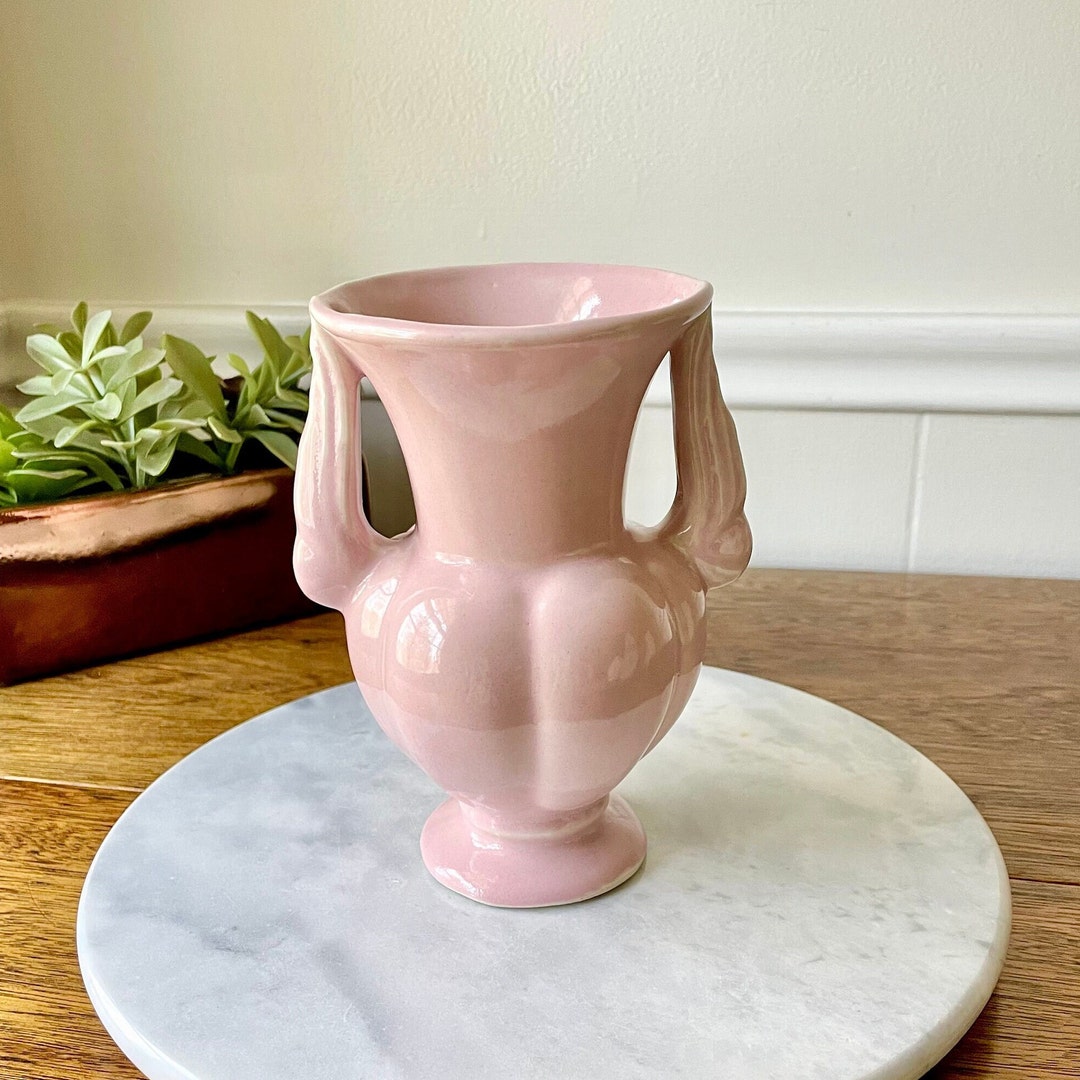 1920’s Art Deco Niloak Double Handle Pottery Vase; Antique Pink ...