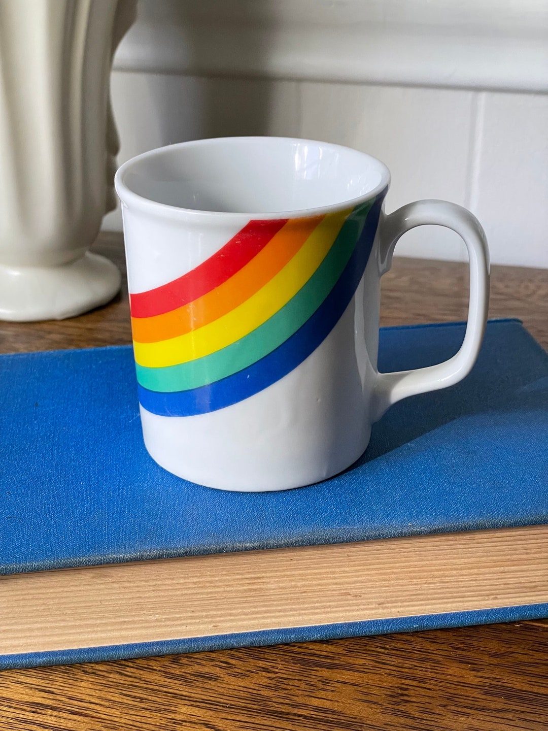 Vintage Ceramic Rainbow Mug Rainbow Coffee Mug Groovy 1980s Rainbow Mug ...