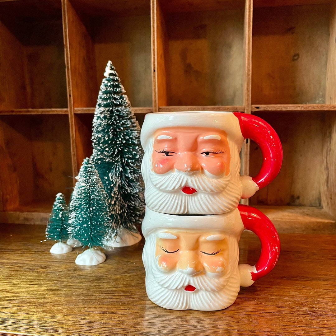 Vintage 3 Santa Mug Japan Vintage Winking Santa Mug Ceramic - Etsy