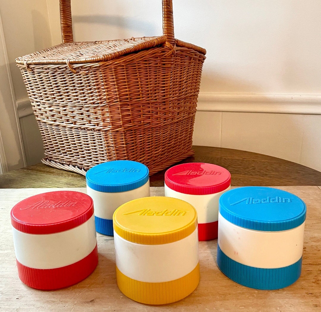 Set of 5 Vintage Aladdin Single Serve Insulated Thermo Jars; 1970s ...