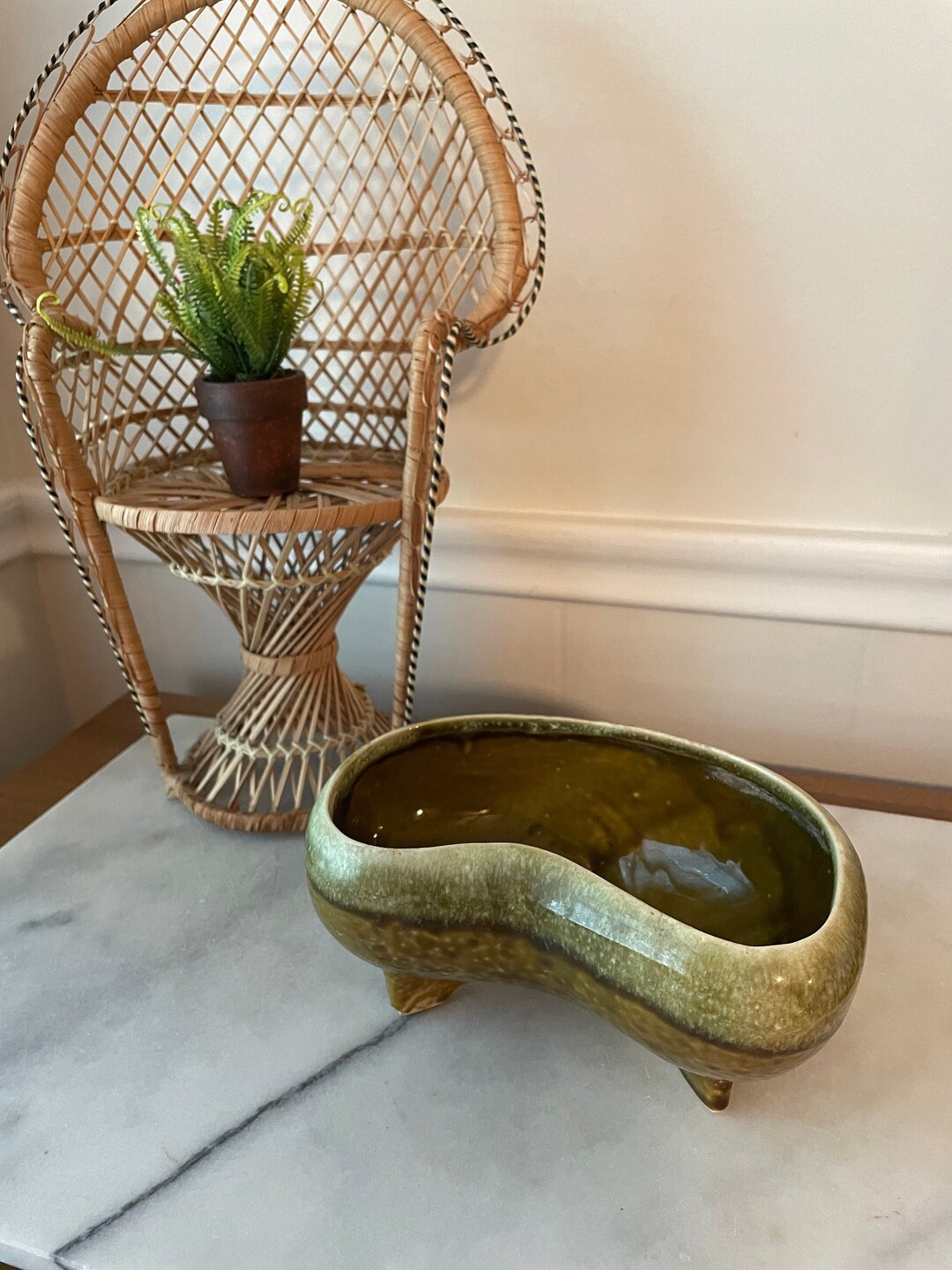 Vintage Glazed California Pottery Kidney Shaped Planter Mid - Etsy