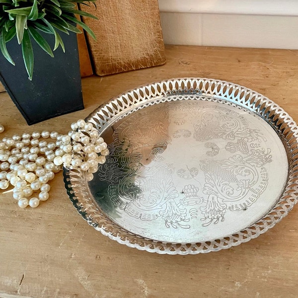 Round Silver Tray - Etsy