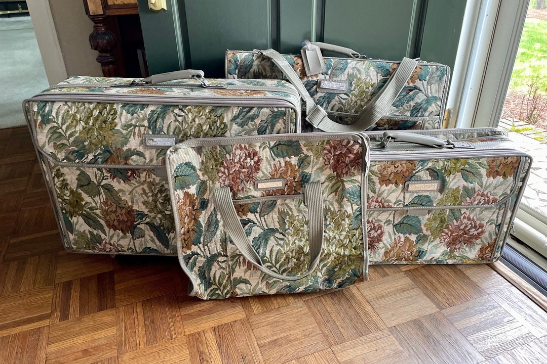 RARE Four Piece Vintage Diane Von Furstenberg Floral Tapestry Luggage ...