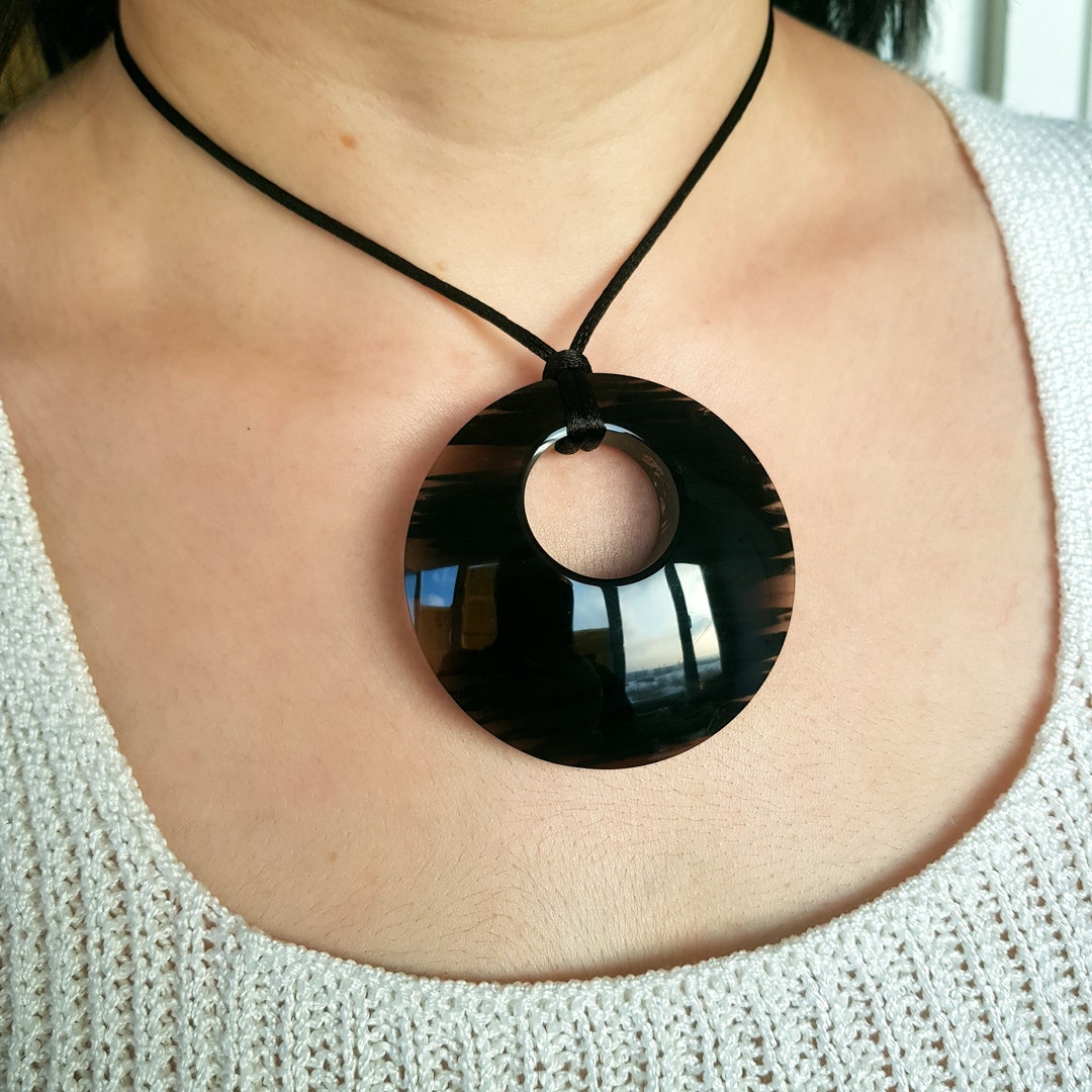 Black Obsidian Necklace, Obsidian Pendant, Meditation Grounding ...