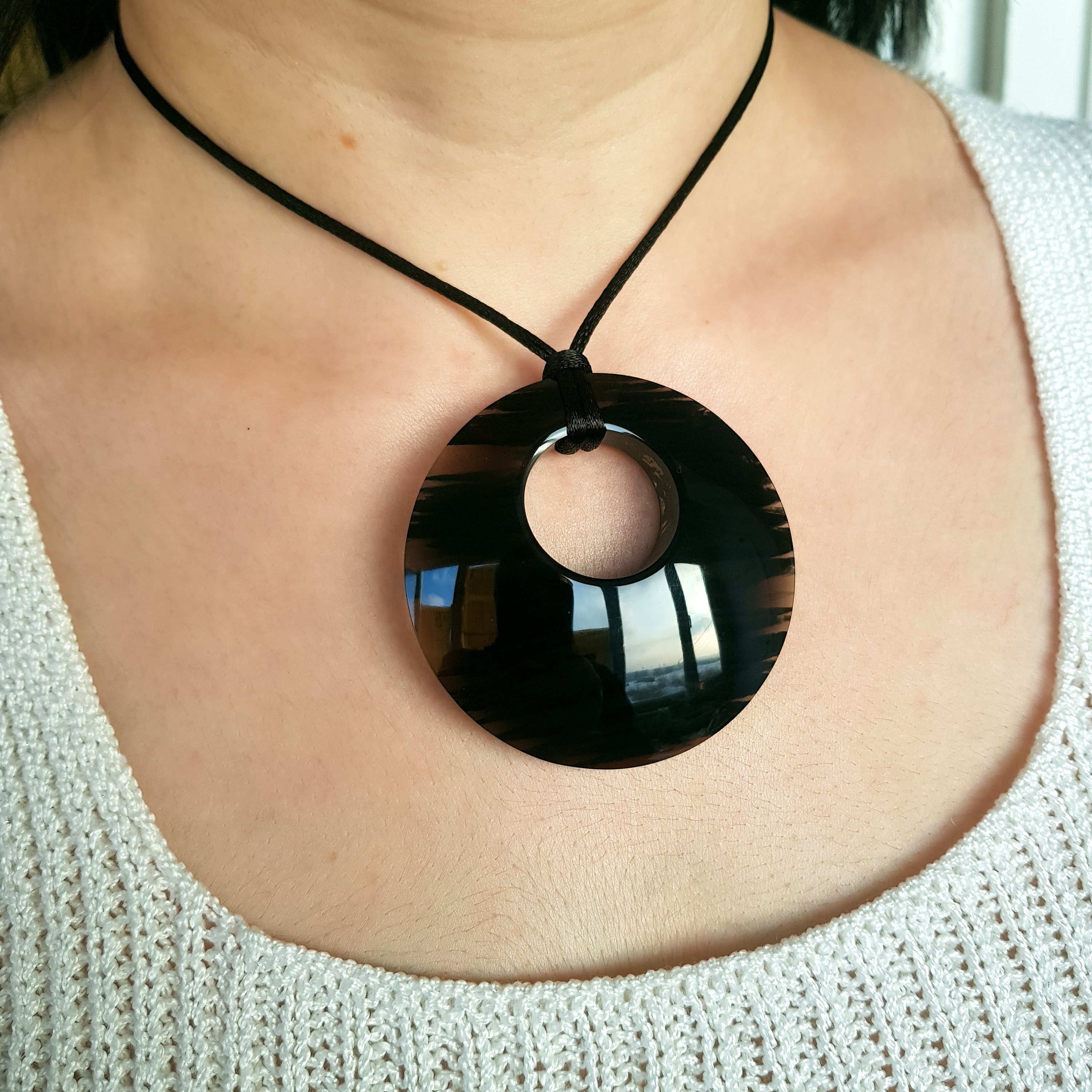 Black Obsidian Necklace Obsidian Pendant Meditation | Etsy