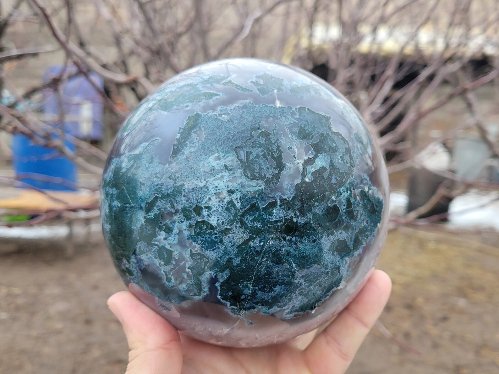 5.2134mm Rare Green Moss Agate Sphere 3000 Grams - Etsy