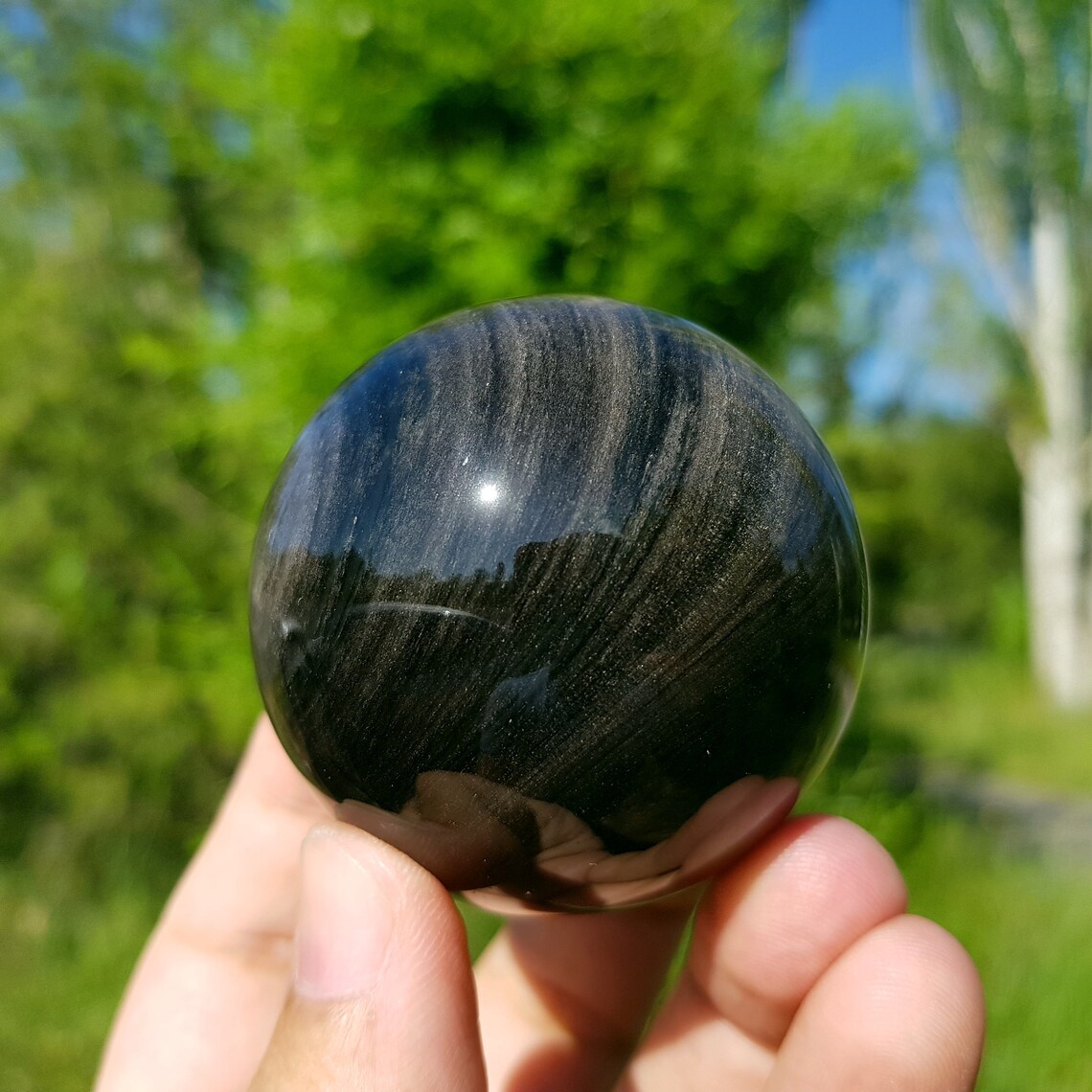 2.1755mm Rare Silver Sheen Obsidian 220 grams Stand | Etsy