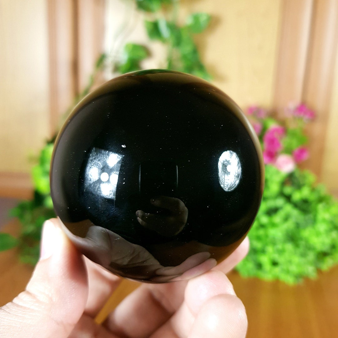 2.76"(70mm) Obsidienne Noire, 430 grammes, Sphère d’Obsidienne ...