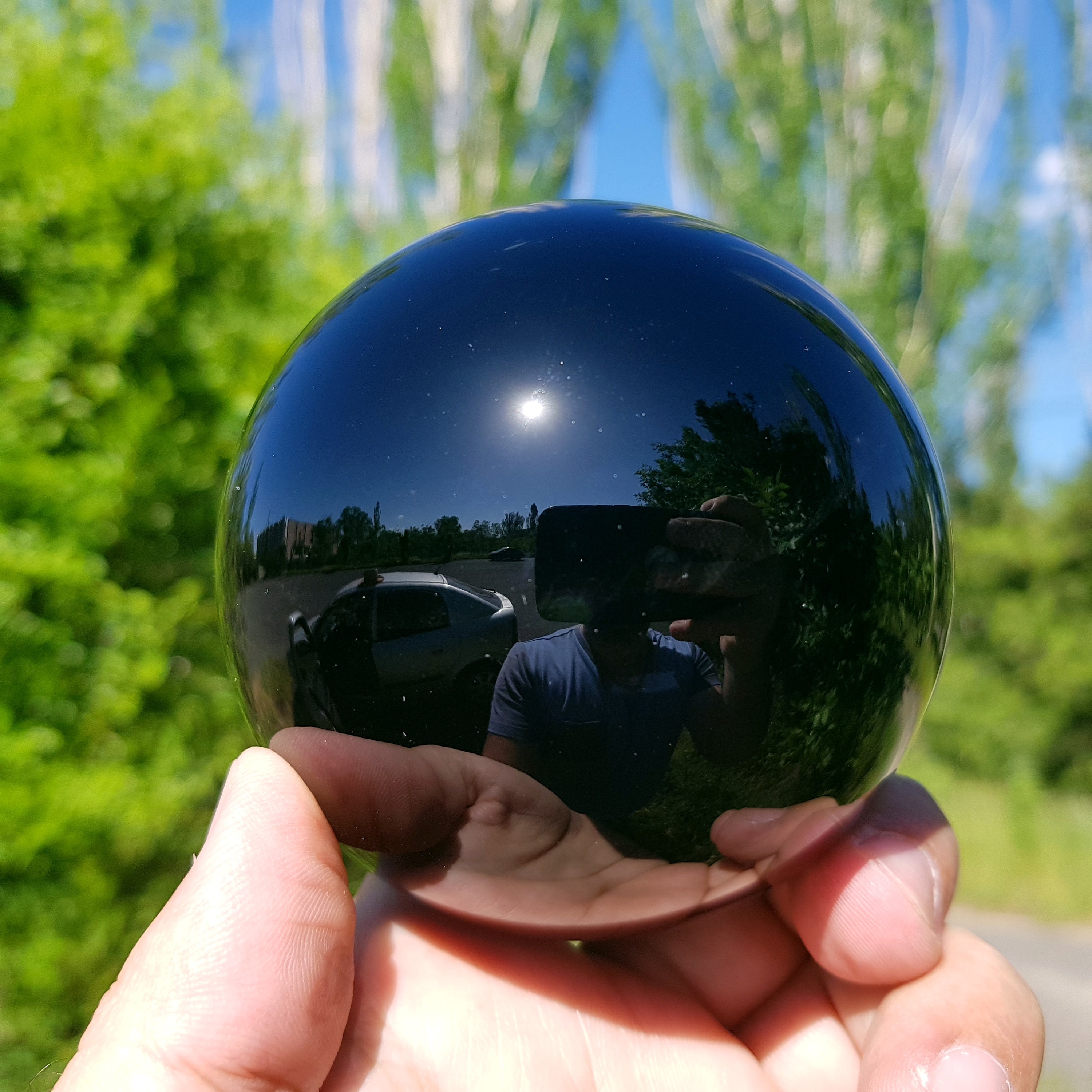Black Obsidian Sphere: Genuine Crystal Ball (85mm, 720 Grams) - Etsy