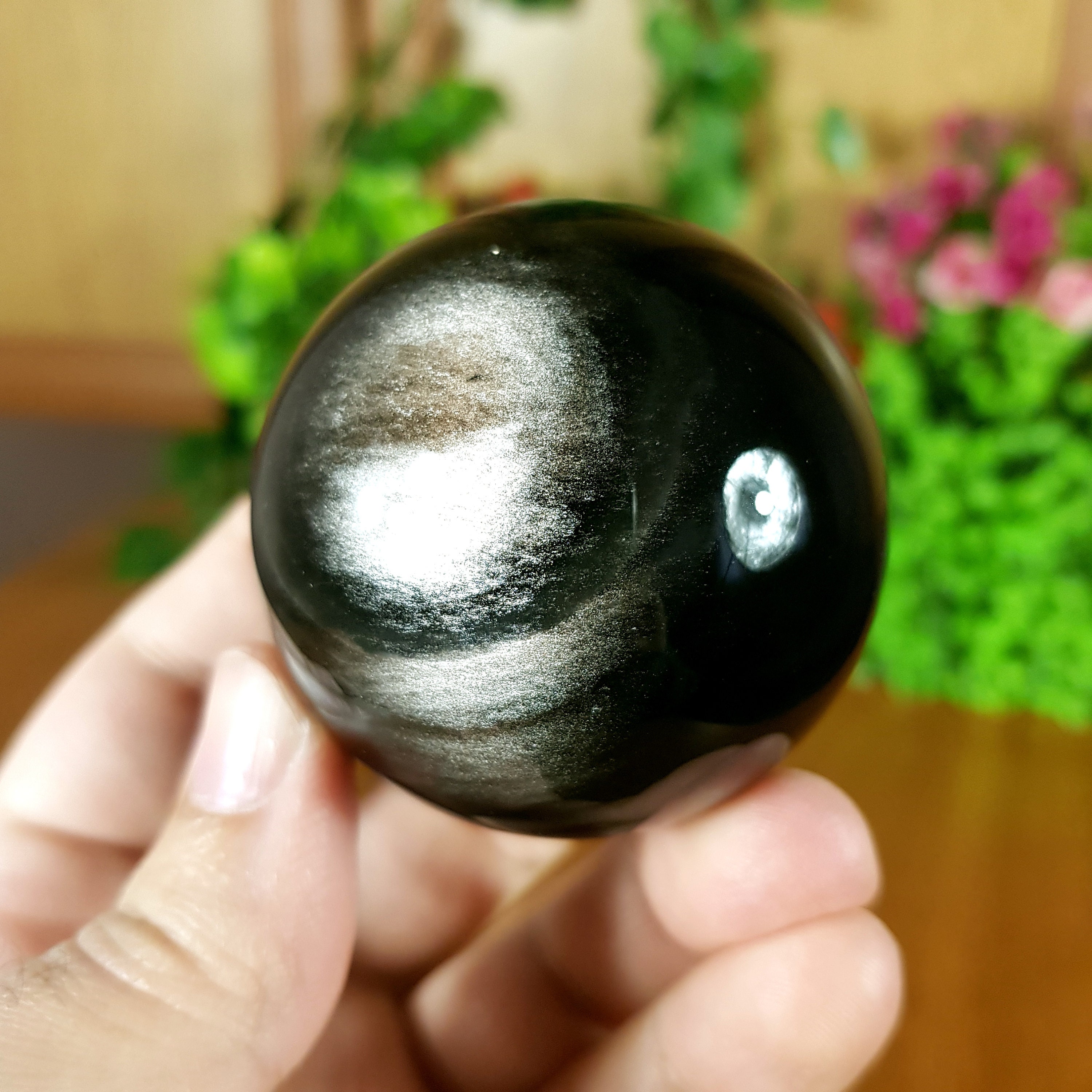 2.1755mm Rare Silver Sheen Obsidian 210 grams Stand | Etsy