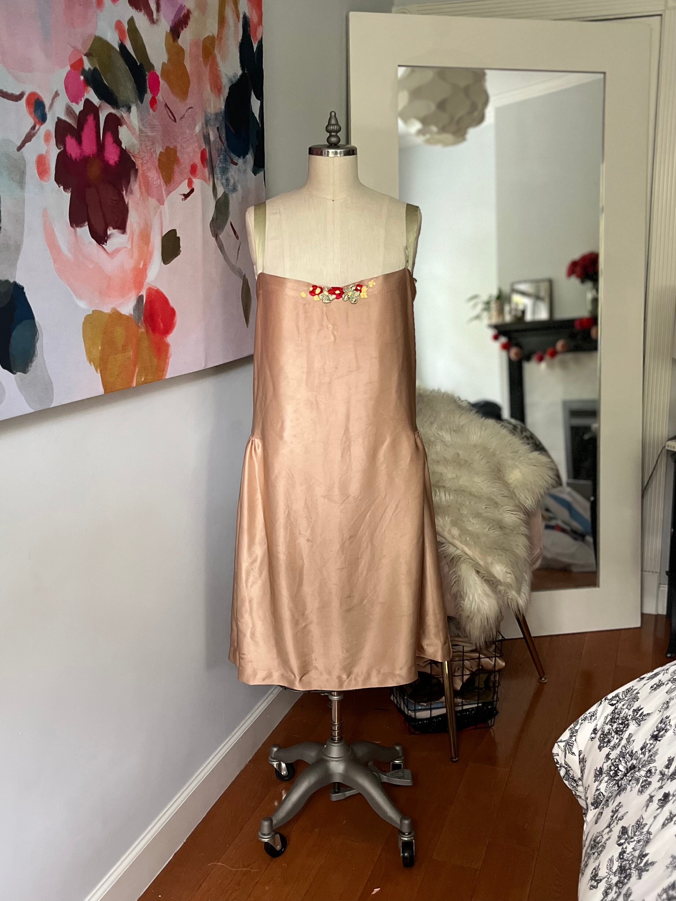 1920's Champagne & Sea Foam Custom Silky Negligee Lingerie Night Gown W ...