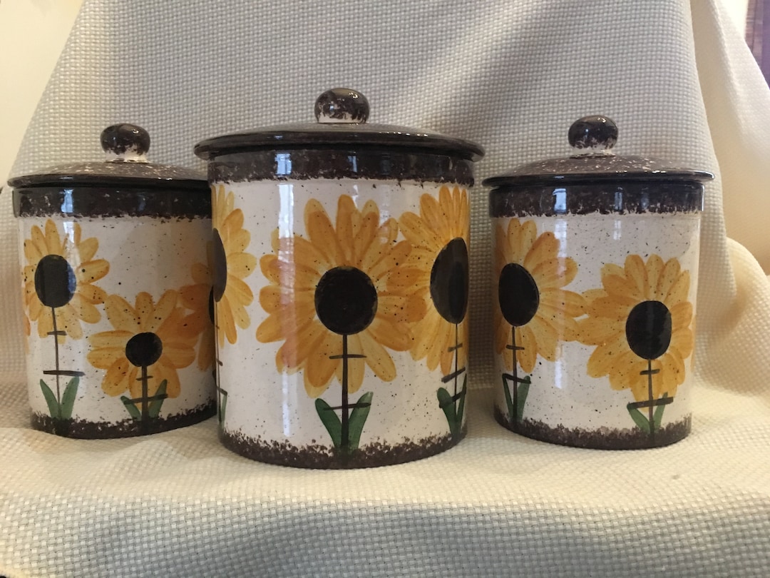 Sunflower Canister Set Brighten Your Kitchen With Molly Dallas's Hand ...