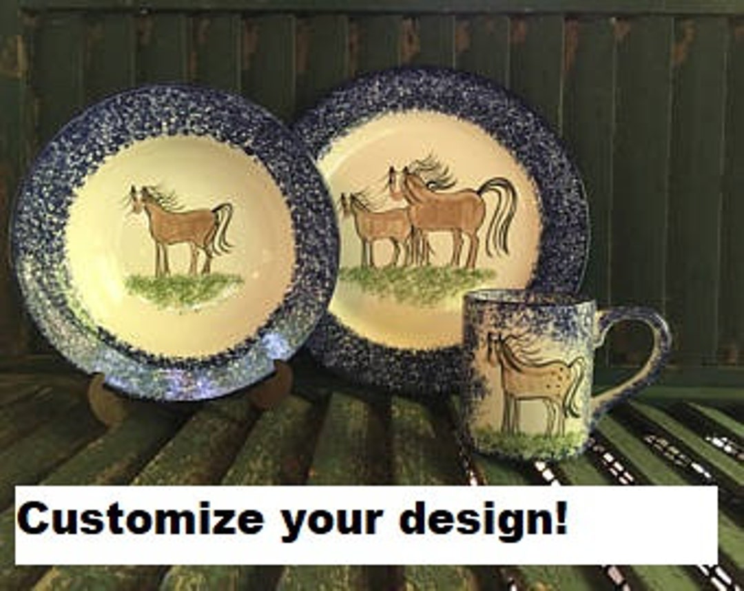 Stoneware Dinner Set Molly Dallas's Hand-painted - Etsy