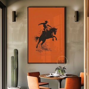 Bucking Bronco, Western Room Decor, Gift for Her, Cowboy Wall Art ...