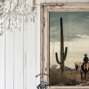 Cowboy and Saguaro Cactus Print: Western Ranch Decor - Etsy