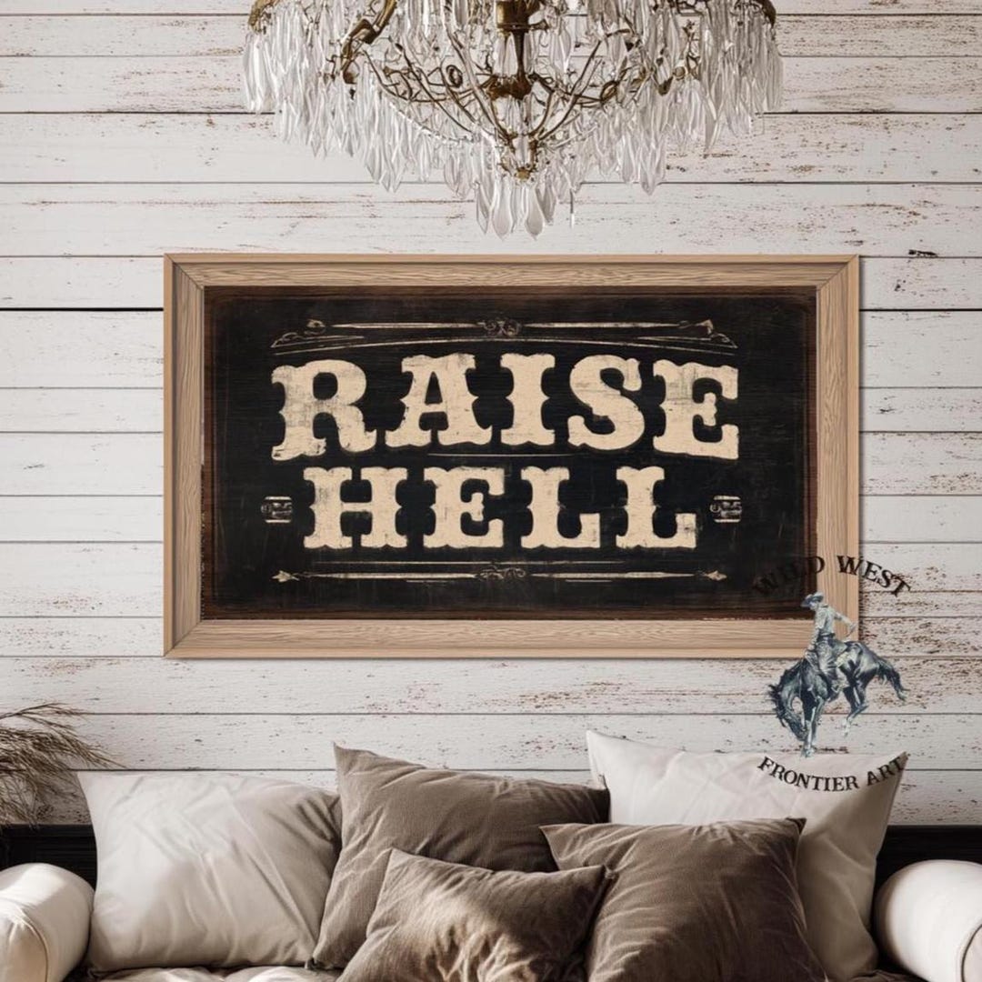 Raise Hell Typography Print: Western Cowboy Bar Art - Etsy