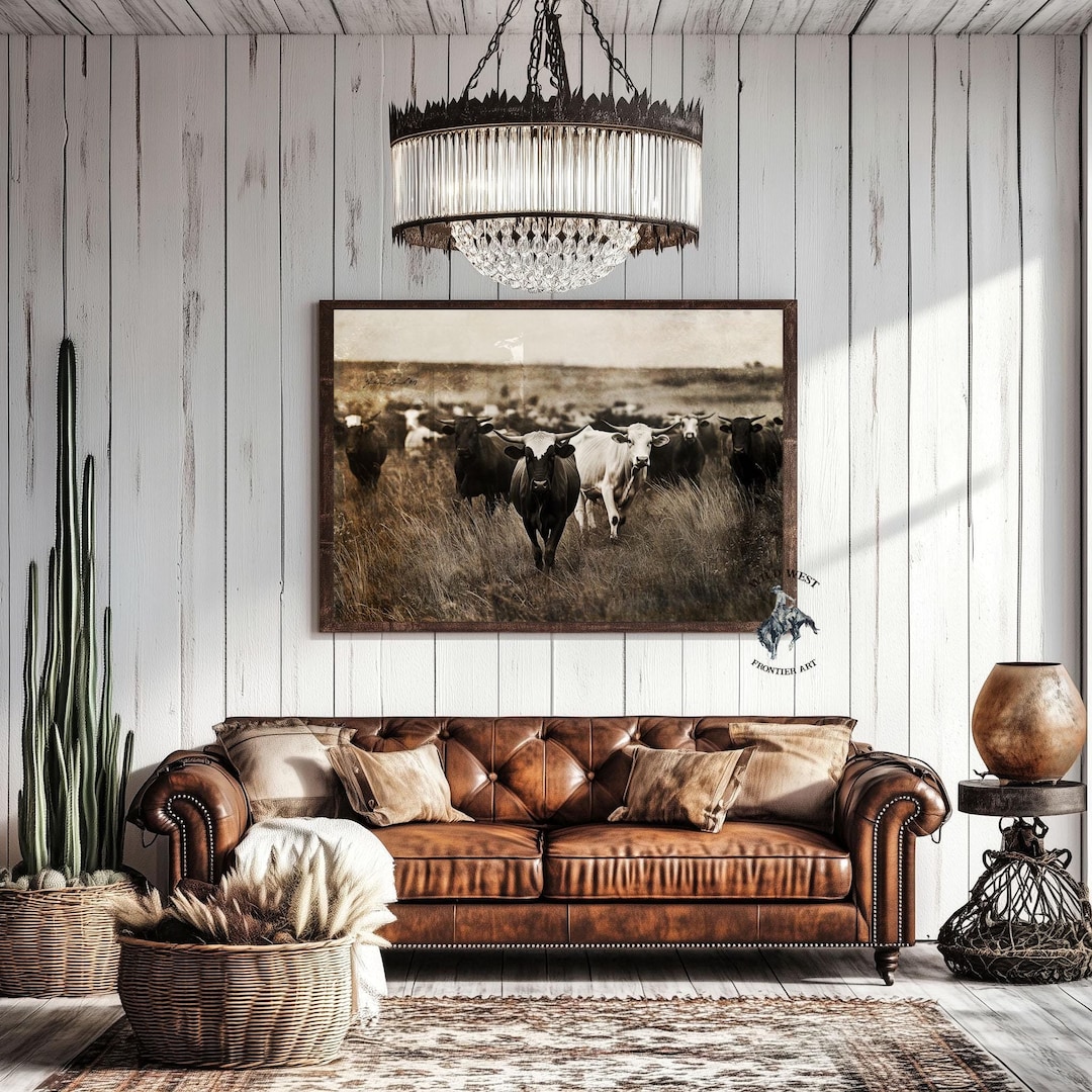 Cattle Poster, Western Room Decor, Tintype, Gift for Her, Cowboy Wall ...