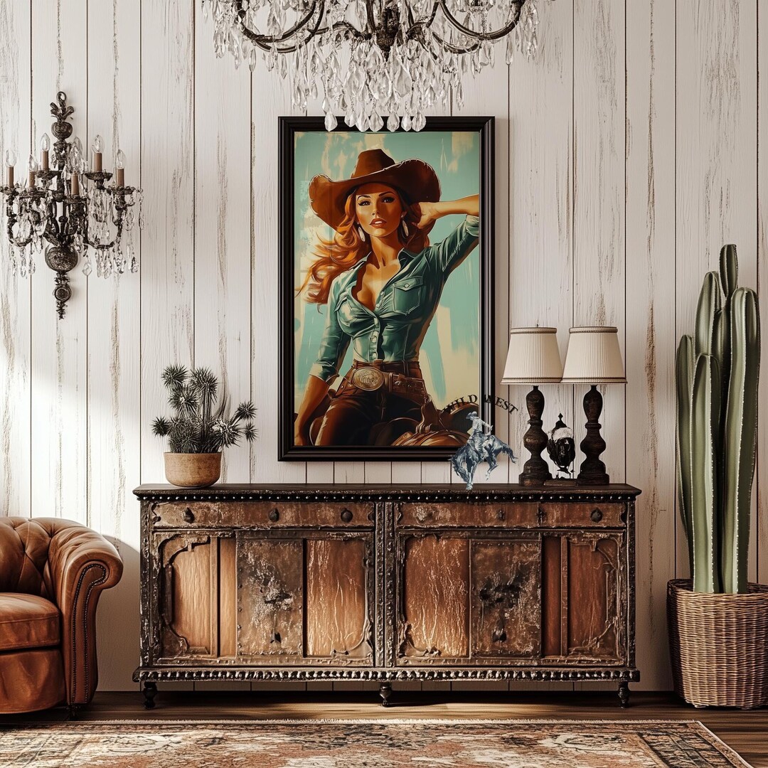 Vintage Cowgirl Western Poster, Cowgirl Art, Retro Western Prints ...