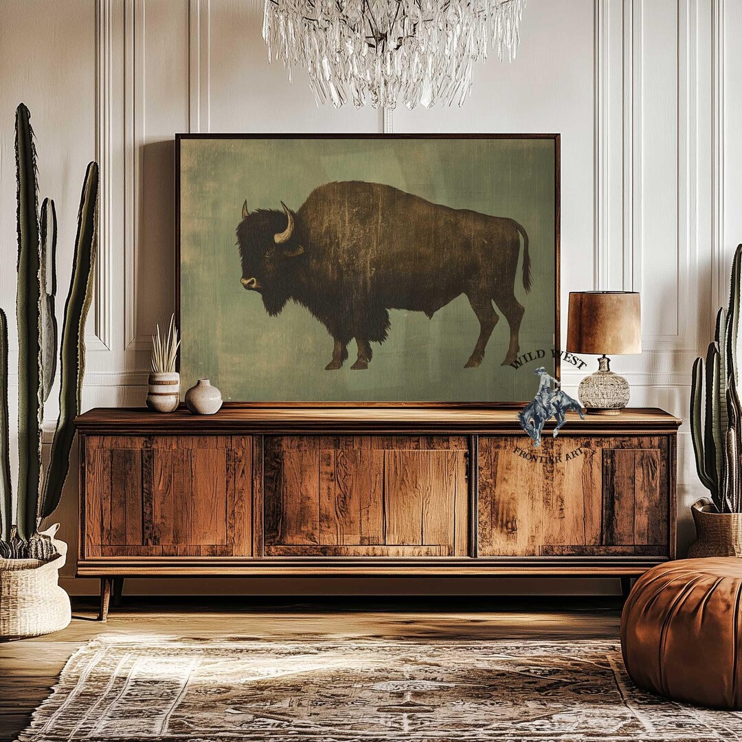 Buffalo Western Room Decor, Gift for Him, Cowboy Wall Art, Montana ...