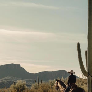A Cowboy and Cactus, Western Decor, Western Art, Cowboy Art, Western ...