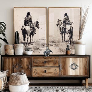 Vintage Western Poster Set: Native American Cowboy Art - Etsy