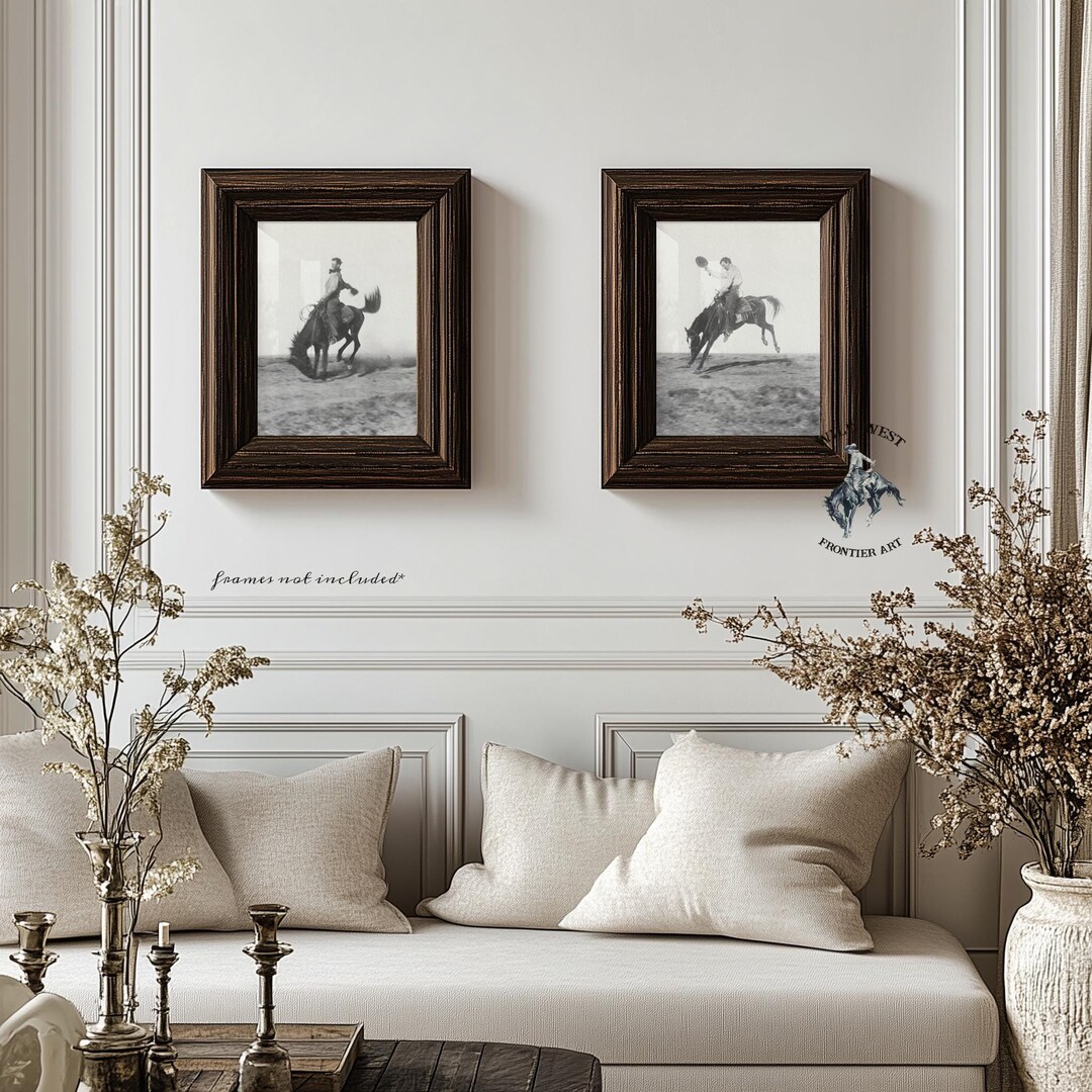 Vintage Bucking Broncos Poster Set, Western Art, Gift for Her, Cowboy ...