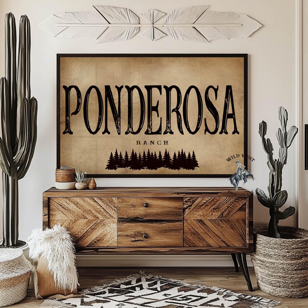 Ponderosa Ranch Western Poster, Gift for Her, Cowgirl Wall Art, Texas ...