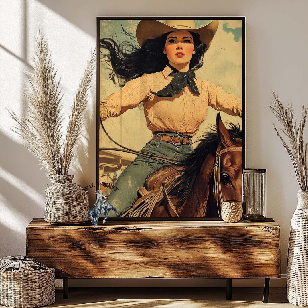 Vintage Cowgirl Poster, Western Decor, Western Art, Cowboy Art, Western ...