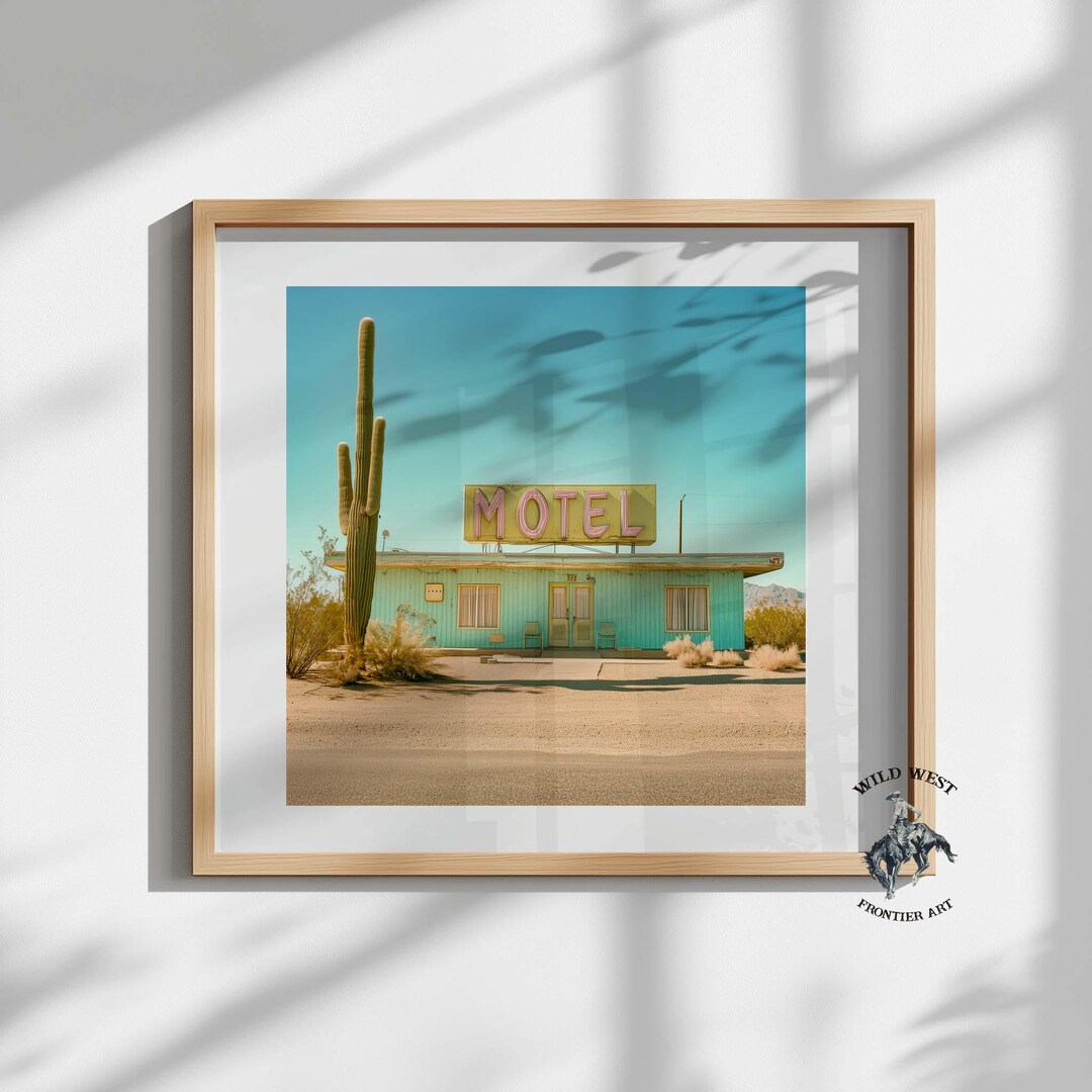 Vintage Mint Desert Motel, Western Room Decor, Cactus, Gift for Her ...