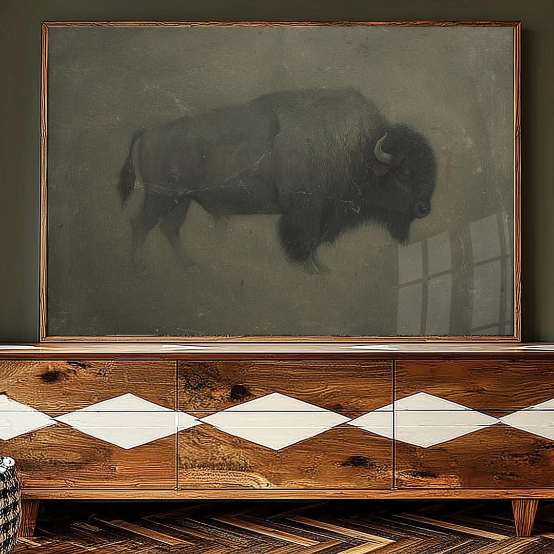 Vintage Buffalo Poster: Rustic Western Bison Art Print - Etsy