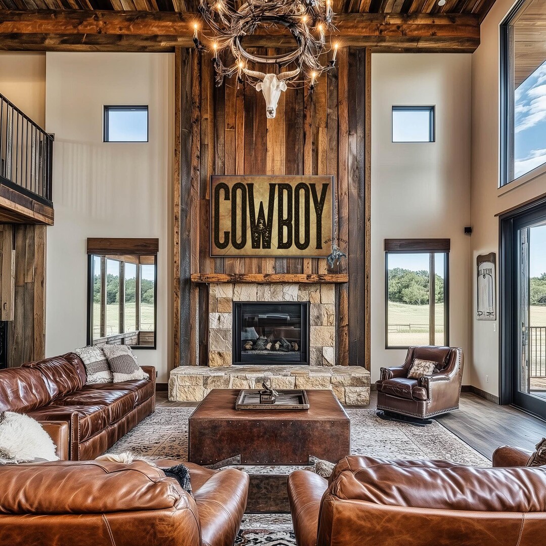 COWBOY Typography Poster, Western Room Decor, Skull, Gift for Him ...