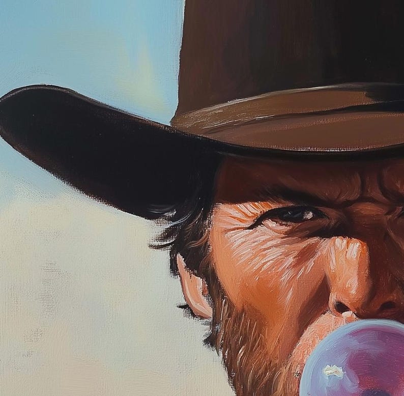 Eastwood Cowboy Bubblegum Print: Southwestern Rodeo Horse Decor - Etsy