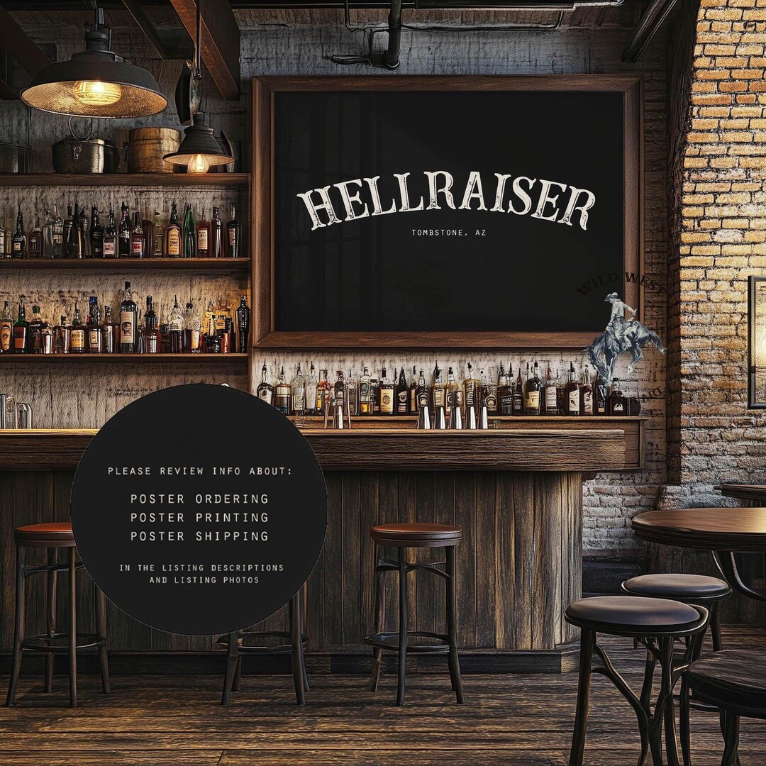 Hellraiser Tombstone Arizona Typography Poster, Western Room Decor ...