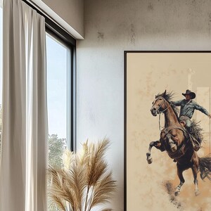 Bronc Riding, Gift for Him, Cowboy Wall Art, Texas Gift, Rodeo Art ...