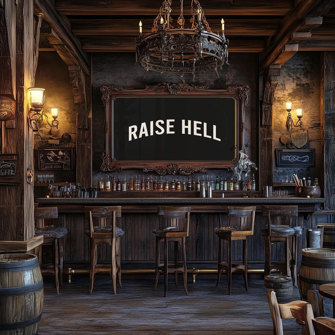 Raise Hell Typography Print: Western Bar Wall Art - Etsy