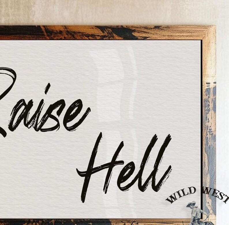 Raise Hell Typography Print: Rustic Western Bar Art - Etsy