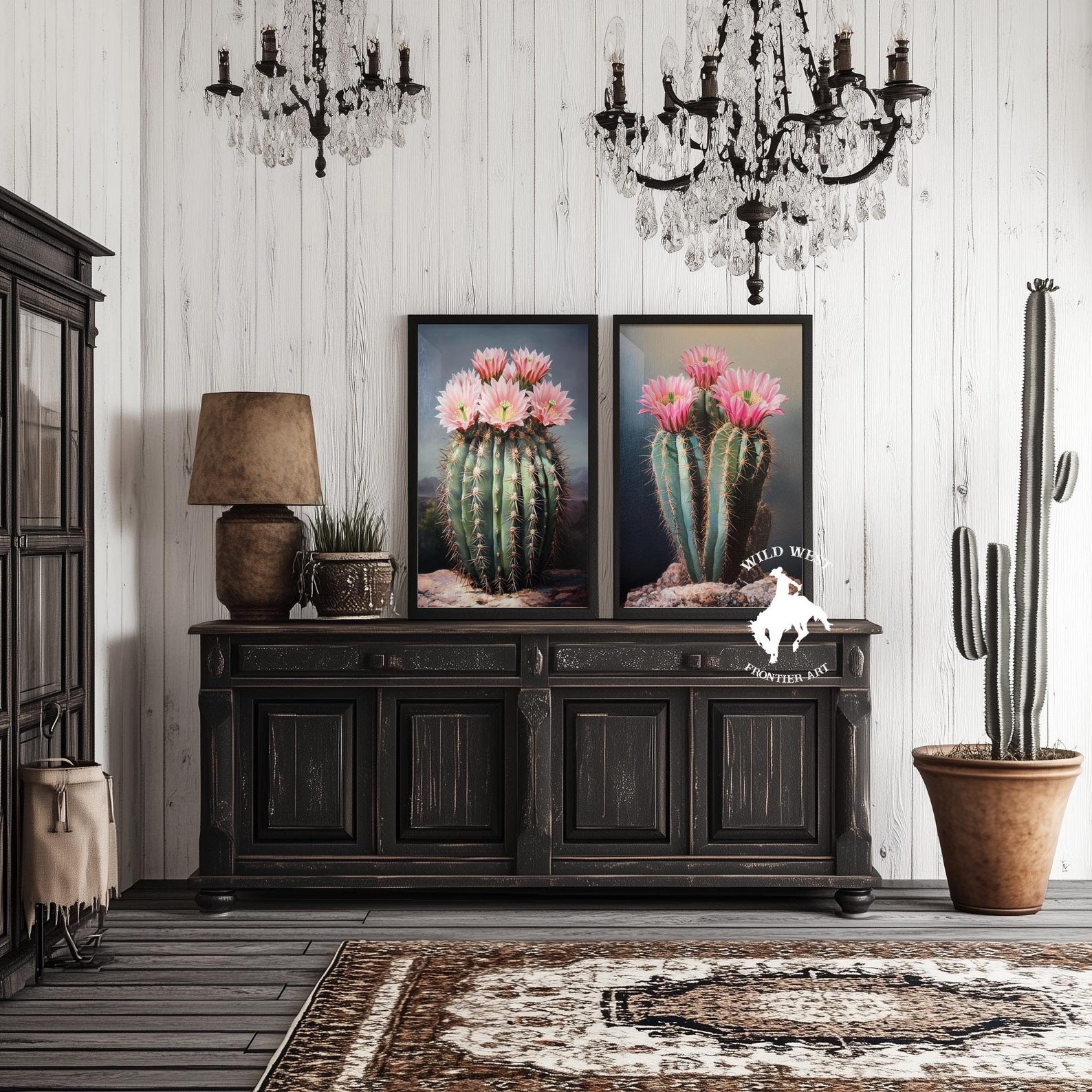 Pink Cactus Blooms Poster Set, Western Decor, Desert Art, Gift for Her ...