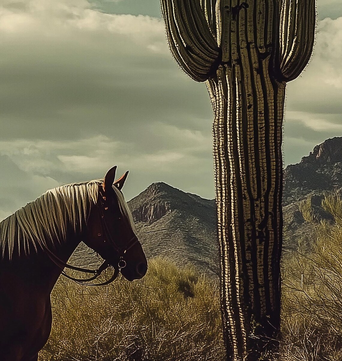 A Cowboy and Cactus, Western Room Decor, Western Art, Cowboy Art ...