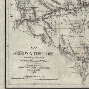 20x30 Map of Arizona Territory 1879, Western Room Decor, Gift for Him ...