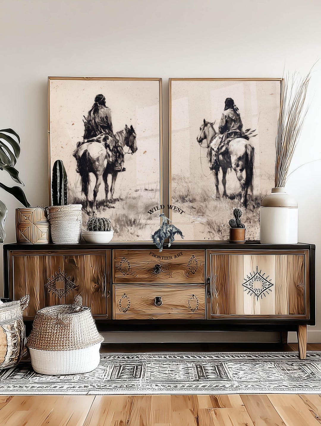 Vintage Western Poster Set: Native American Cowboy Art - Etsy