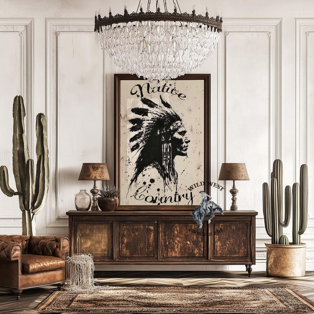 American Indian Warrior Art Print: Native Western Decor (poster) - Etsy