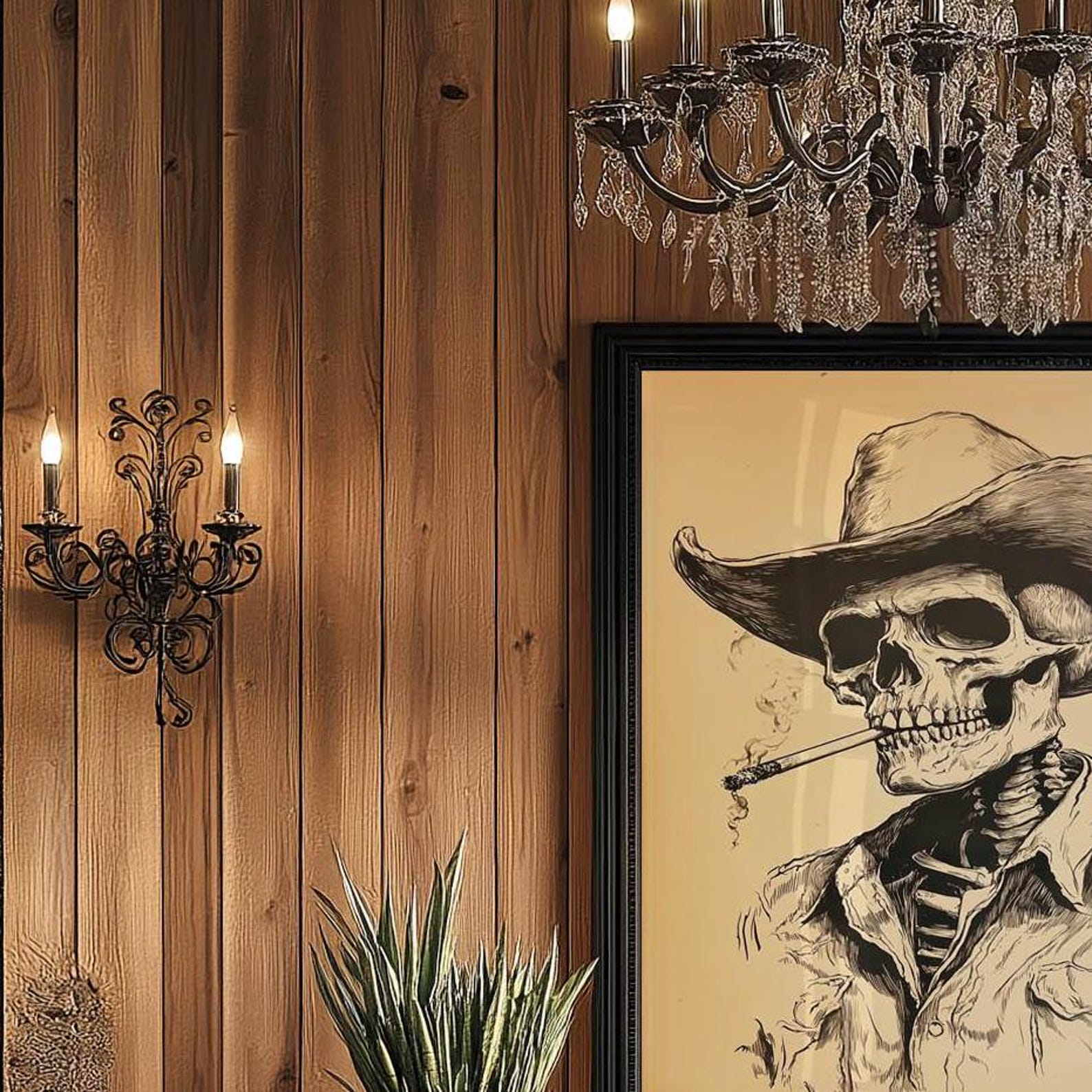 Western Cowboy Skeleton Art Print: Gothic Southwestern Decor - Etsy