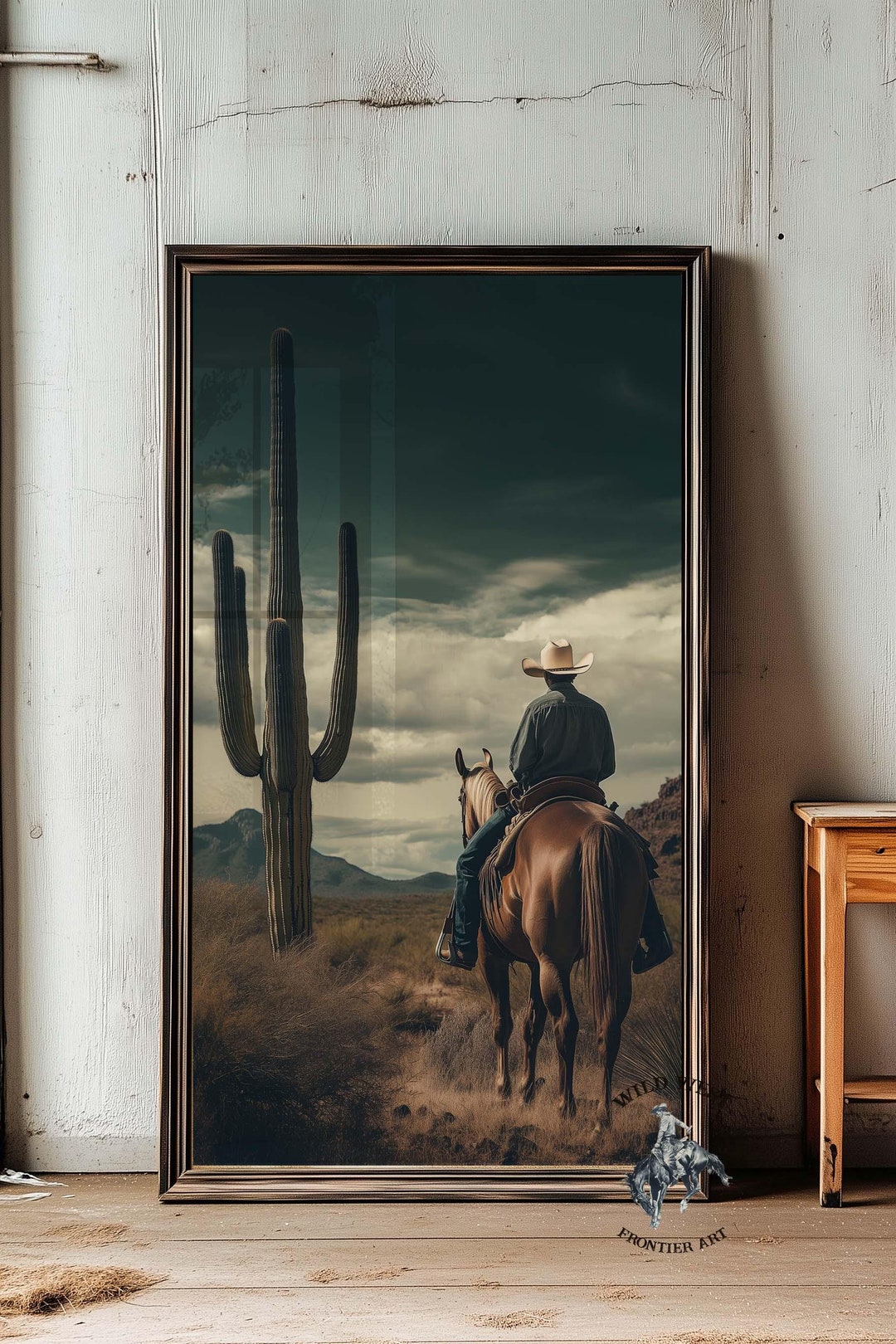 A Cowboy and Cactus, Western Decor, Western Art, Cowboy Art, Western ...