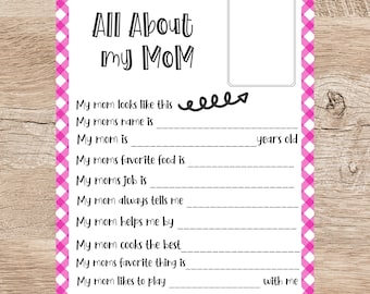 All About Mom Printable /mother's Day Questionnaire - Etsy