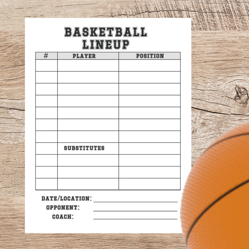 Basketball Lineup Card: Team Roster & Coaches (digital Download) - Etsy