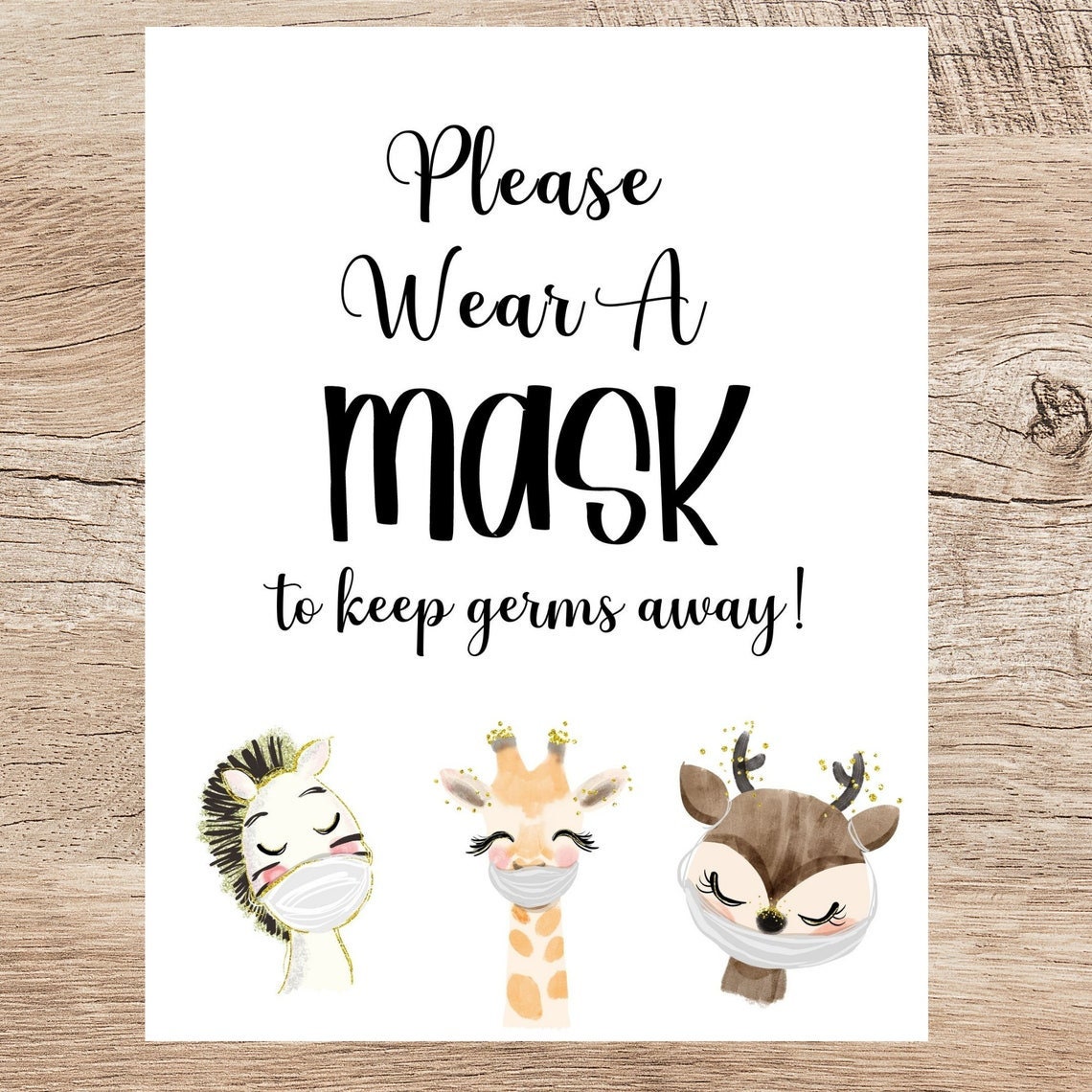 Jungle Animals Wear a Mask Sign: Doctor's Office Printable (digital ...