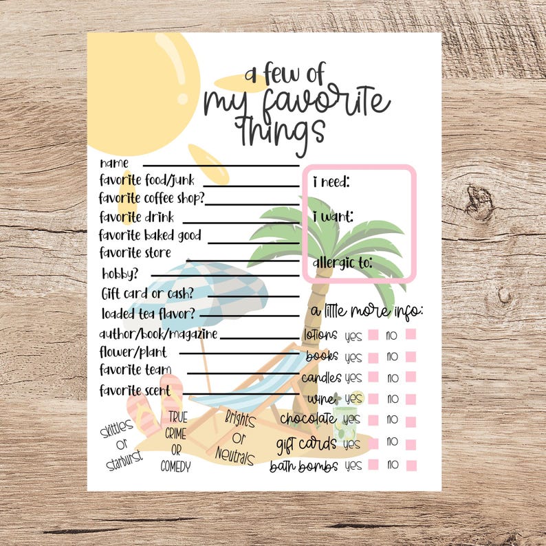 Teacher Favorite Things Printable Questionnaire (PDF) - Etsy